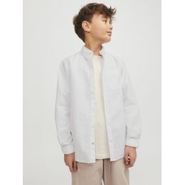 Jack & Jones Kinder Langarmhemd "JJEOXFORD SHIRT L/S NOOS JNR", wei&szlig;, Gr. 152, JACK & JONES JUNIOR, unifarben, Web, Obermaterial: 100% Baumwolle, Hemden