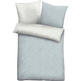 Biberna Wendebettw&auml;sche &raquo;HERMAL Melange Flanell uni, kuschelig weich&laquo; 2 Stk. Flanell in Melangeoptik, Winterbettw&auml;sche, Made in Germany blau Flanell, 