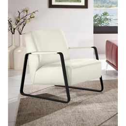 W.Schillig Cocktailsessel &raquo;quadroo Loungesessel,&laquo; mit bezogenen Armlehnen, Gestell in Schwarz pulverbeschichtet wei&szlig; Velourgewebe V41 (100% Polyester)