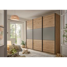 STAUD Schwebet&uuml;renschrank &raquo;Includo, Made in Germany&laquo; Holzwerkstoff Artisan Eiche, B/H/T: 298cm x 222cm x 68cm, T&uuml;ren: 3 Stk. Comfort