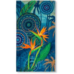 HIP Strandtuch &raquo;Novia&laquo; Baumwolle, Velours, 100x180, Weich, Strand, Mandala, Strelitzie, Blau blau Frotteevelours, Obermaterial: 100% Baumwolle B/L: 
