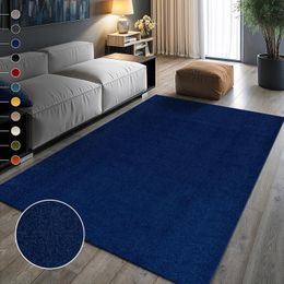 Sanat Teppich &raquo;UNI , auch als L&auml;ufer und Rund&laquo; rechteckig 13 mm H&ouml;he robuster Kurzflorteppich, gro&szlig;e Farbauswahl, Wohnzimmer, alle R&auml;ume blau Kunstfaser B :