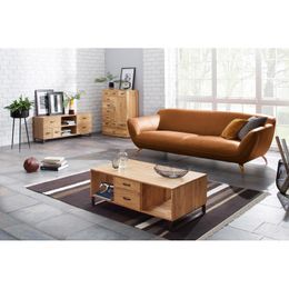 GUTMANN FACTORY 3-Sitzer &raquo;Venezuela&laquo; braun Leder B/H/T: 245cm x 83cm x 115cm, Semi-Anilin-Leder
