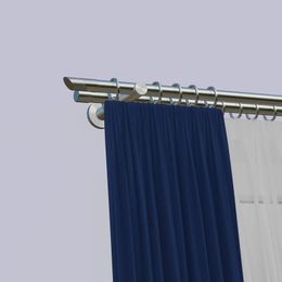 Indeko Gardinenstange &raquo;Durban&laquo; 2 l&auml;ufig-l&auml;ufig Wunschma&szlig;l&auml;nge silber Eisen B/L: 230cm, 1 Stk., 2 l&auml;ufig