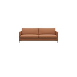 FLEXLUX 3-Sitzer &raquo;Fiore, super Sitzkomfort durch Kaltschaum im Sitz&laquo; schmale Armlehnen, F&uuml;&szlig;e Alu braun 100% Echteder B/H/T: 214cm x 85cm x 92cm, 