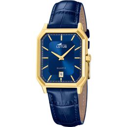 Lotus Herren Quarzuhr &raquo;Square Series&laquo; Armbanduhr, Herrenuhr, Lederarmband, analog, Tag blau Einheitsgr&ouml;&szlig;e