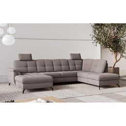 Sit & More sit&more Wohnlandschaft &raquo;Zora&laquo; wahlweise mit Schlaffunktion und Bettkasten grau 90% Polyester 10% Polyamid B/H/T: 319cm x 92cm x 212cm, Struktur weich