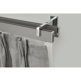 Garesa Innenlaufschiene &raquo;FLAT&laquo; 2 l&auml;ufig-l&auml;ufig Wunschma&szlig;l&auml;nge Rechteckprofil, Wandmontage, perfekter Lauf, modern, verl&auml;ngerbar silber Aluminium B/L: 