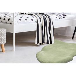 Arte Espina Fellteppich &raquo;Rabbit 200&laquo; fellf&ouml;rmig 35 mm H&ouml;he Kunstfell, Kannichenfell Haptik, weich, Wohnzimmer alle R&auml;ume,Hochflor gr&uuml;n Kunstfaser B : 60cm 1 Stk.,