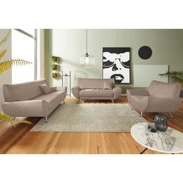 Home Affaire Polstergarnitur &raquo;Saltare elegant & komfortabel,, 3-2-1, bequem, Designfu&szlig;&laquo; 3 tlg. tlg. beige B/H/T: 78cm x 82cm, Struktur