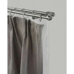 Garesa Gardinenstange &raquo;KUGEL&laquo; &Oslash; 16 mm 2 l&auml;ufig-l&auml;ufig Wunschma&szlig;l&auml;nge Vorhanggarnitur, verl&auml;ngerbar, Kugel, edelstahl optik, mit Ringe silber Aluminium