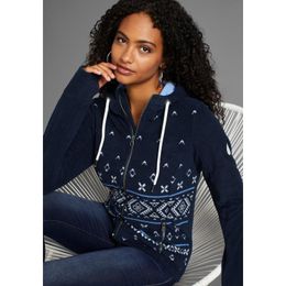 Kangaroos Damen Kangaroos Fleecejacke mit Kapuze mit Norweger Muster und Kapuze blau 36/38