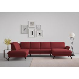 Sit & More sit&more Wohnlandschaft &raquo;Fashion U-Form&laquo; wahlweise mit Kopfteilverstellung, Vorziehsitz, motorisch, Metallf&uuml;&szlig;e rot B/H/T: 338cm x 84cm x 207cm, Luxus-