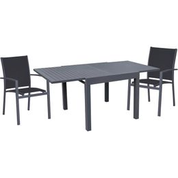 Garden Pleasure Garten-Essgruppe &raquo;ELENA&laquo; Set, 3 Stk. tlg. grau Aluminium, Kunststoff B/H/T: 180cm x 89cm x 180cm