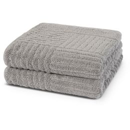Ross Handt&uuml;cher &raquo;CARRE&laquo; 100% Baumwolle, Rippenstruktur, gro&szlig;e Farbauswahl grau Frottier, Frottier B/L: 50cmx100cm, 2 Stk., Frottier