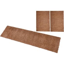 Bruno Banani Bettumrandung &raquo;Shaggy Soft&laquo; H&ouml;he 30 mm 3 Stk. tlg. gewebt, Uni-Farben, besonders weich, Bettvorleger, L&auml;ufer-Set braun Obermaterial: 100% Polypropylen