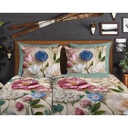Good Morning Wendebettw&auml;sche &raquo;Zelma&laquo; 2 Stk. Flanell, Biber, Winter, Warm, Rei&szlig;verschluss, Wendeoptik, Blume bunt Flanell, Obermaterial: 100% Baumwolle