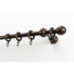 Garesa Gardinenstange &raquo;BAROCK&laquo; &Oslash; 20 mm 1 l&auml;ufig-l&auml;ufig Wunschma&szlig;l&auml;nge Vorhanggarnitur, reine Holzgarnitur, verl&auml;ngerbar, mit Ringe braun Holzwerkstoff