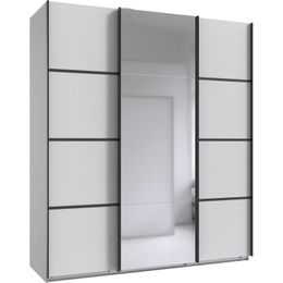 wimex Schwebet&uuml;renschrank &raquo;Jork Kleiderschrank mit Spiegel, schwarze Metallgriffe&laquo; Schrank in verschiedenen Gr&ouml;&szlig;en und Innenausstattungsvarianten wei&szlig; 