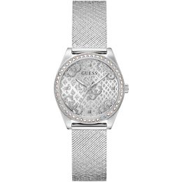 Guess Damen Quarzuhr &raquo;BOA&laquo; Armbanduhr, Damenuhr, Kristallsteine, Mineralglas, Edelstahlarmband silber Einheitsgr&ouml;&szlig;e