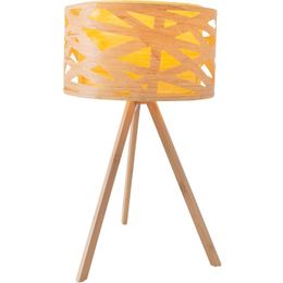 N&auml;ve n&auml;ve Stehlampe &raquo;Finja&laquo; E14 1 Stk. Dreibein, Schirm rund, Holzoptik mehrschichtig durchbrochen braun 1, &Oslash; 33cm H: 55cm, 1 Stk.