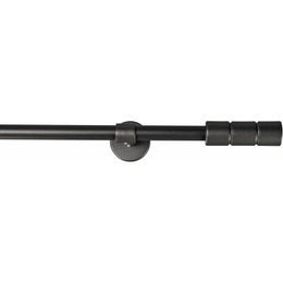 Garesa Gardinenstange &raquo;STAURA&laquo; &Oslash; 16 mm 1 l&auml;ufig-l&auml;ufig Wunschma&szlig;l&auml;nge Vorhanggarnitur, verl&auml;ngerbar, Knopf mit 2 Rillen, ohne Ringe grau Holzwerkstoff