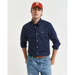 Gant Herren Langarmhemd &raquo;SLIM CLASSIC POPLIN SHIRT&laquo; mit klassischer Logostickerei auf der Brust blau L, N-Gr