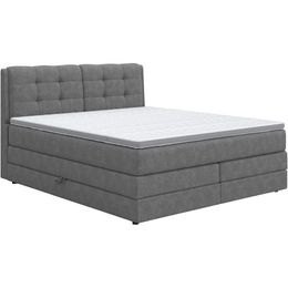 COTTA Boxspringbett &raquo;Fort II, in verschiedenen Breiten erh&auml;ltlich - auch als Familienbett!&laquo; inkl. Bettkasten und Topper grau 100% POLYESTER (PES) 