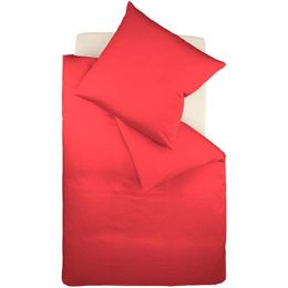 Fleuresse Bettw&auml;sche &raquo;Colours in 135x200, 155x220 oder 200x200 cm&laquo; 3 Stk. Bettw&auml;sche aus 100% Baumwolle, uni, mit Rei&szlig;verschluss rot Mako-Satin, 