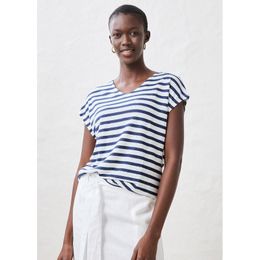 bonprix Damen bonprix T-Shirt Oversize Passform, Kurzarm, V-Ausschnitt, aus Leinen, pflegeleicht blau 48/50 (XL)