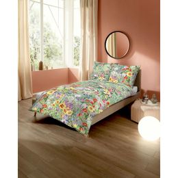Kaeppel Bettw&auml;sche &raquo;Farm Garden&laquo; 2 Stk. Mit Blumen bunt Mako-Satin, Obermaterial: 100% Baumwolle B/L: 135cm x 200cm, 1 Stk., 1 Stk., Mako-Satin, B/L: 80cm x 