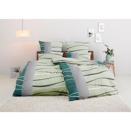 OTTO home Bettw&auml;sche &raquo;Renu in Gr. 135x200 oder 155x220 cm&laquo; 2 Bettw&auml;sche aus Baumwolle, grafische Bettw&auml;sche mit Wellen-Design Flanell, Obermaterial: 