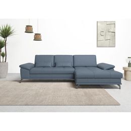OTTO home Ecksofa &raquo;Costello L-Form, B: 301cm, Sitztiefen & Armteilverstellung, Federkern&laquo; 3 Nierenkissen, optional Schlaffunktion & Bettkasten blau 