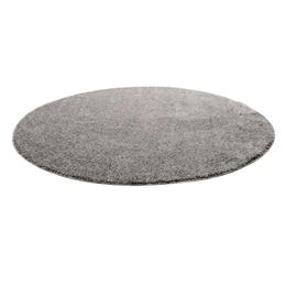 Teppich &raquo;Flavio&laquo; rund 30 mm H&ouml;he Hochflor, gewebt, weich, uni, Wohnzimmer, Schlafzimmer, waschbar grau Polypropylen &Oslash; 200cm 1 Stk., 30mm, &Oslash; 200cm