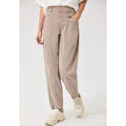 Damen Stoffhose, beige, Gr. 34, STREET ONE STUDIO, unifarben, Web, 97% Baumwolle, 3% Elasthan, Hosen, im Loose Fit