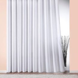 Weckbrodt-Gardinen Gardine &raquo;Athen&laquo; Smokband 1 Stk. tlg. Webgardine, halbtransparent, mit Glanzeffektstreifen, Beschwerungsband wei&szlig; Polyester 145cm, Smokband, 250cm
