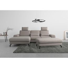 Sit & More sit&more Ecksofa &raquo;Cinturo L-Form&laquo; inklusive Sitztiefenverstellung und Federkern, Sitzh&ouml;he 45 cm grau B/H/T: 283cm x 88cm x 175cm, Luxus-Microfaser 