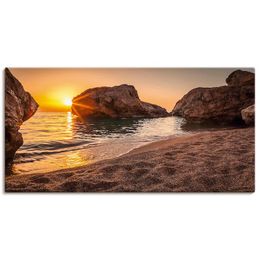 Artland Wandbild &raquo;Sonnenuntergang und Strand&laquo; Strand 1 Stk. tlg. als Alubild, Leinwandbild in verschied. Gr&ouml;&szlig;en beige B/H/T: 100cm x 50cm, Leinwandbild Strand