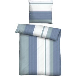 Bettw&auml;sche &raquo;0350443&laquo; 2 Stk. Poly-Cotton, wohlig warm, pflegeleicht, atmungsaktiv, Rei&szlig;verschluss blau Feinbiber, Obermaterial: 60% Baumwolle, 40% 