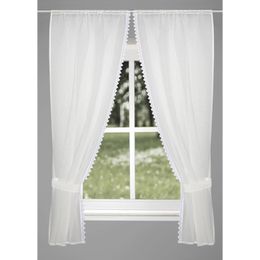 Home Wohnideen Gardine &raquo;NISHAY&laquo; Stangendurchzug 1 Stk. tlg. 4tlg.Raffgarnitur Leinenoptik, Macram&eacute;e wei&szlig; Polyester 160cm, Stangendurchzug, 75cm