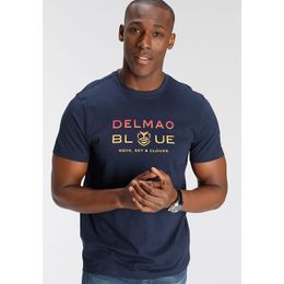 Delmao Herren DELMAO T-Shirt Kurzarm, bedruckt, Rundhals, aus 100% Baumwolle blau L (52/54)