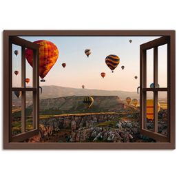 Artland Leinwandbild &raquo;Fensterblick Kappadokien Ballonfahrt&laquo; Ballonfahren 1 Stk. tlg. auf Holzrahmen gespannt braun Leinwand B/H/T: 70cm x 50cm, Leinwandbild 