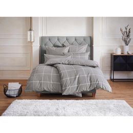 OTTO home Bettw&auml;sche &raquo;Nature&laquo; 2 Stk. Bettw&auml;sche in unregelm&auml;&szlig;igem Karo-Muster grau Renforc&eacute;, Obermaterial: 100% Baumwolle B/L: 155cm x 220cm, 1 Stk., 