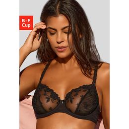 Damen B&uuml;gel-BH, NUANCE BY LASCANA, Gr. 105, schwarz, Spitze, Obermaterial: 56% Polyamid, 35% Polyester, 9% Elasthan, BHs, aus einzigartiger Spitze in