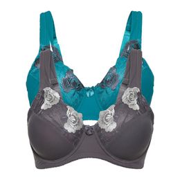 bonprix Damen bonprix Minimizer-BH Packung, 2 tlg. im praktischen Zweierpack mit Tr&auml;gern blau 80, Cup C