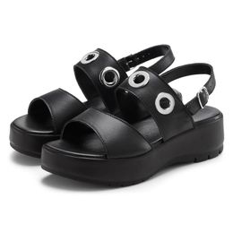 French Connection Damen Sandalette &raquo;Sandale, Ledersandale, offener Schuh, Sommerschuhe, Ledersandalette&laquo; NEU aus Leder mit modisch bequemer 