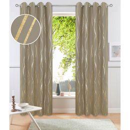 OTTO home Vorhang &raquo;Prag&laquo; &Ouml;sen 1 Stk. tlg. Verdunkelungsvorhang, Foliendruck mit Wellen, democratichome Edition Polyester 225cm, &Ouml;sen, 130cm