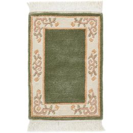 LUXOR living Wollteppich &raquo;Giza, handgekn&uuml;pft&laquo; rechteckig 12 mm H&ouml;he reine Wolle, mit Bord&uuml;re & Fransen, Orient-Teppich, Wohnzimmer gr&uuml;n Obermaterial: 