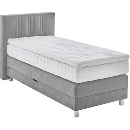 Westfalia Schlafkomfort Boxspringbett wahlweise mit Bettkasten und Topper grau Bezug: 100% Polyester;Polsterung: 100% Polyester Microvelours Ohne Topper,Mit Bettkasten links,