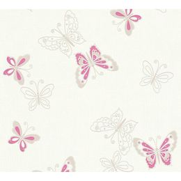 Livingwalls living walls Vliestapete &raquo;Happy Spring&laquo; Motiv Strukturmuster gemustert leicht strukturiert Moderne Tapete Tiere Metallic Tapeten Wohnzimmer modern 
